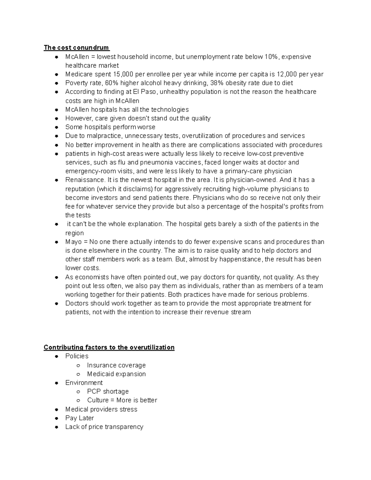 The Cost Conundrum - Class Preparation Note for a topic assigned by the ...