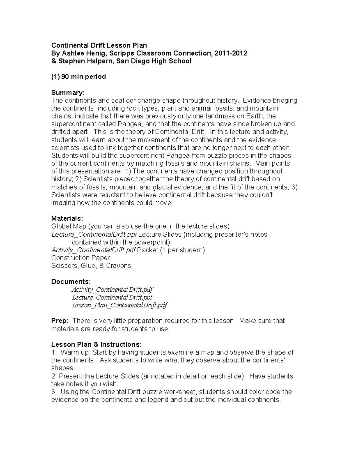 Lesson-plan-continental drift science grade 10 quarter 1 - Continental ...
