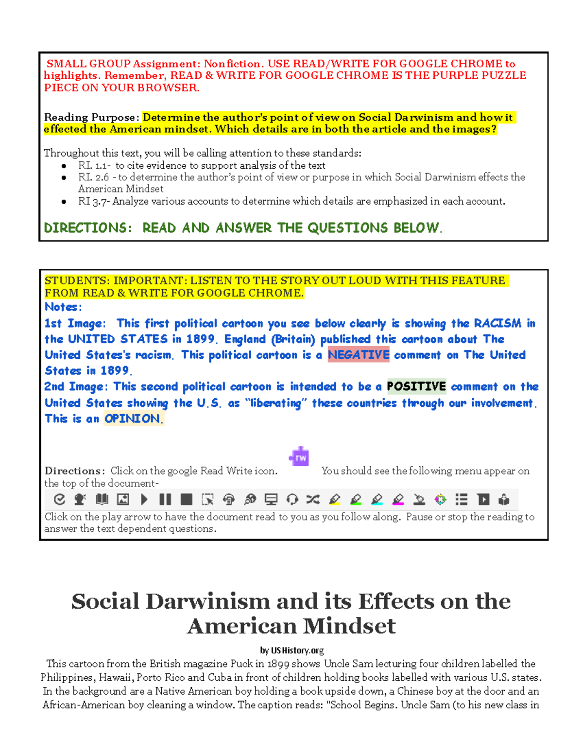 Social Darwinism ddd - SMALL GROUP Assignment: Nonfiction. USE READ ...