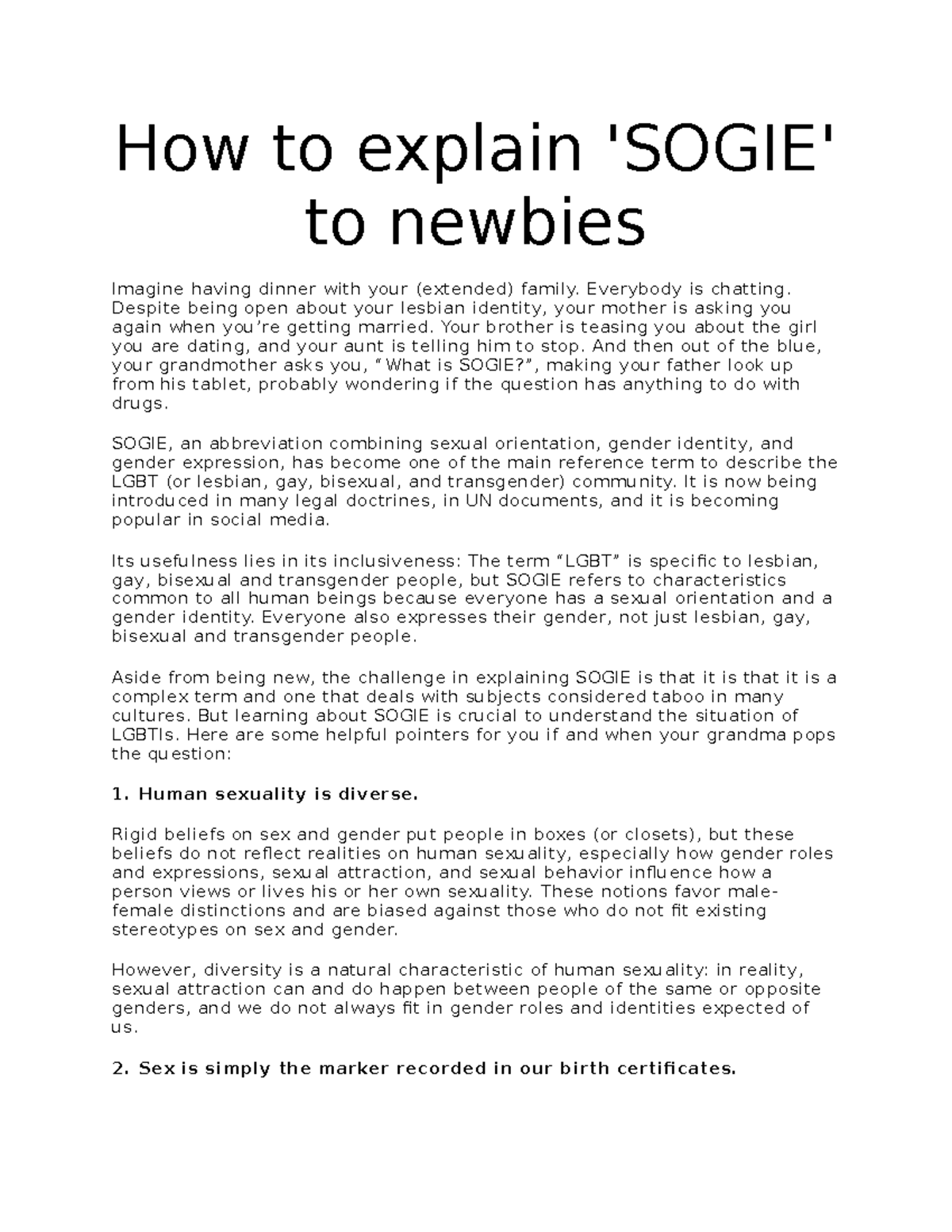 Sogie and LGBTQ Education and Awareness - How to explain 'SOGIE' to ...