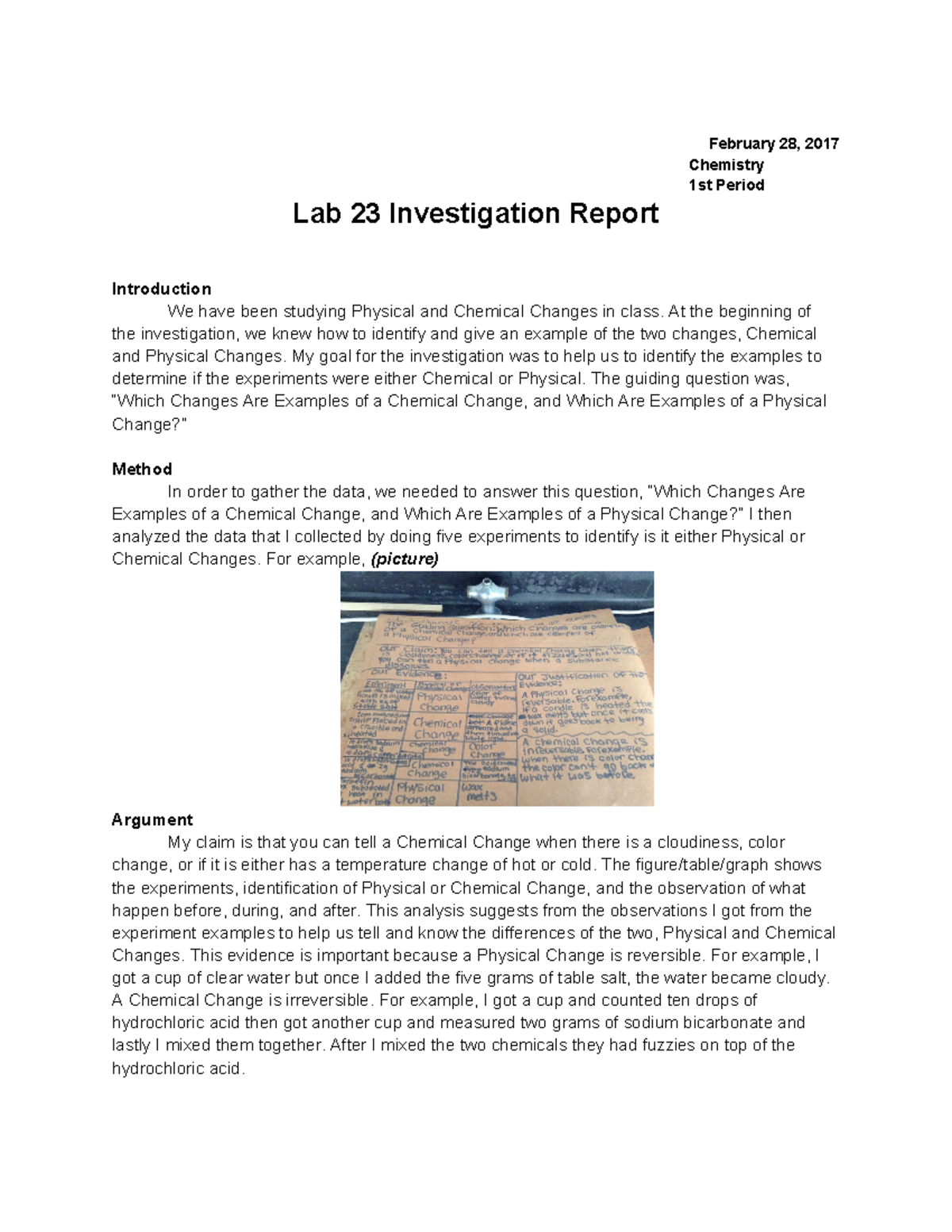 Lab23 Investigation Report - February 28, 2017 Chemistry 1st Period Lab ...