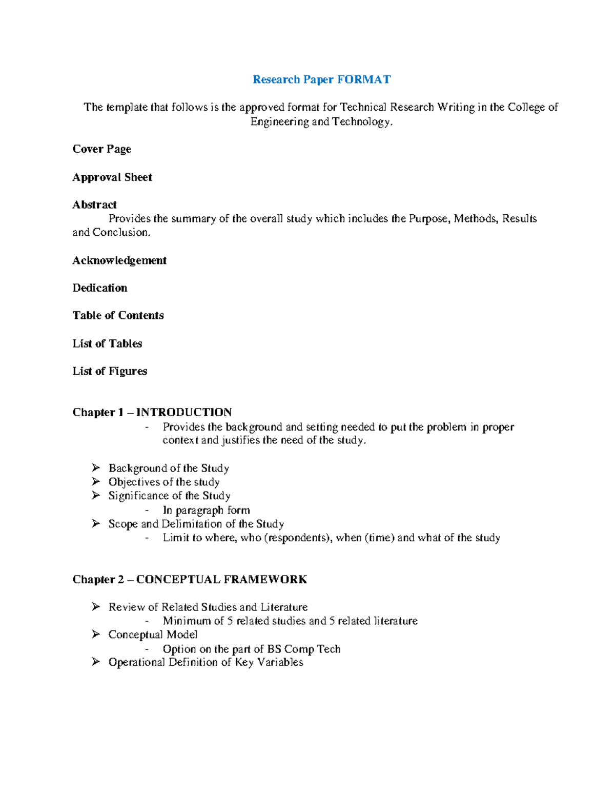 RESEARCH TITLE, PROPOSAL AND FINAL FORMAT - Information Technology ...
