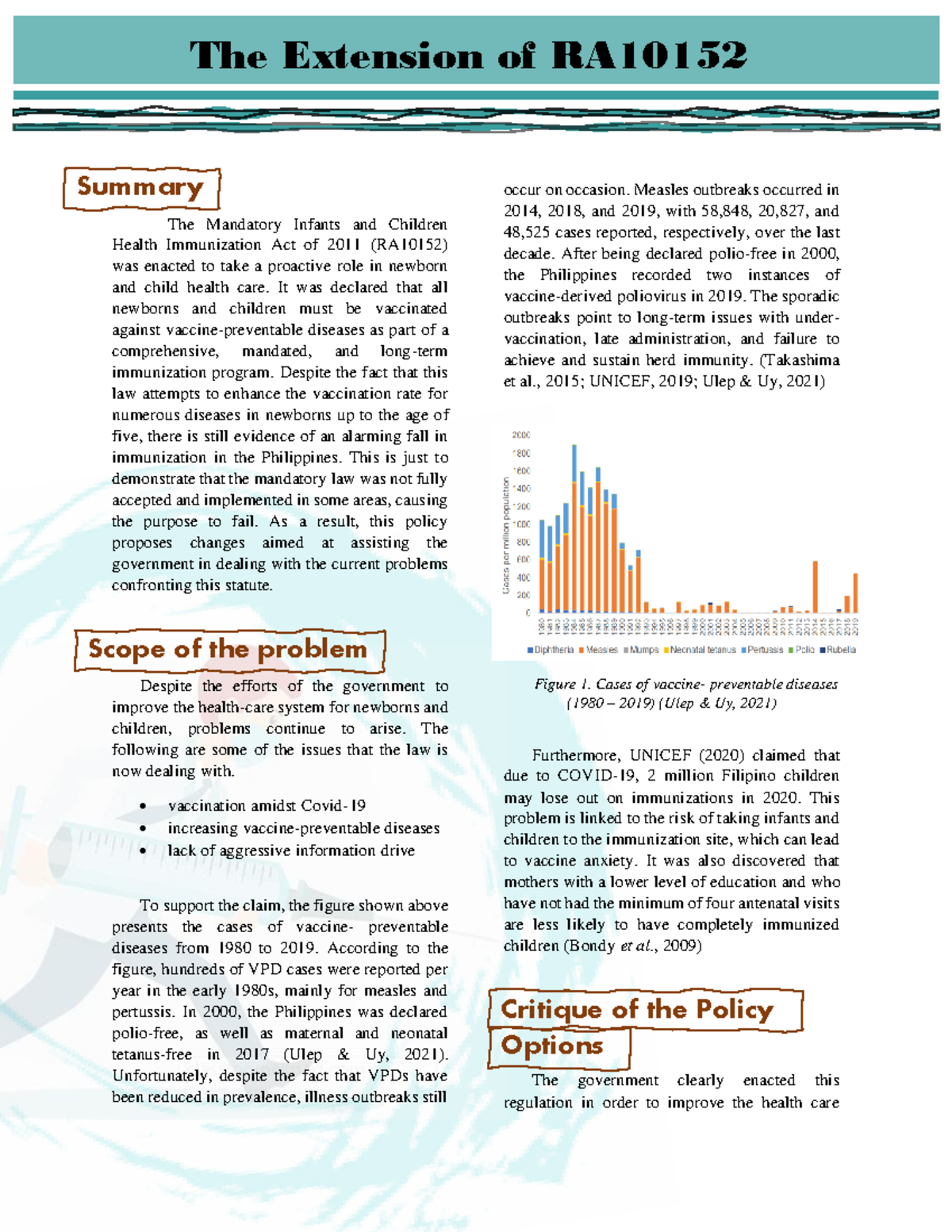 Contemporary World Policy Paper - The Mandatory Infants and Children ...
