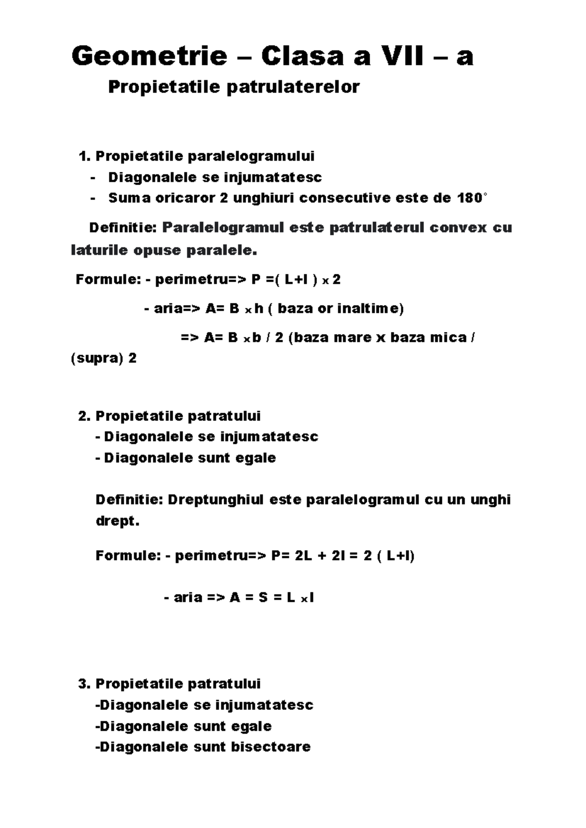 Propietatile paralelogramului - Geometrie – Clasa a VII – a ...