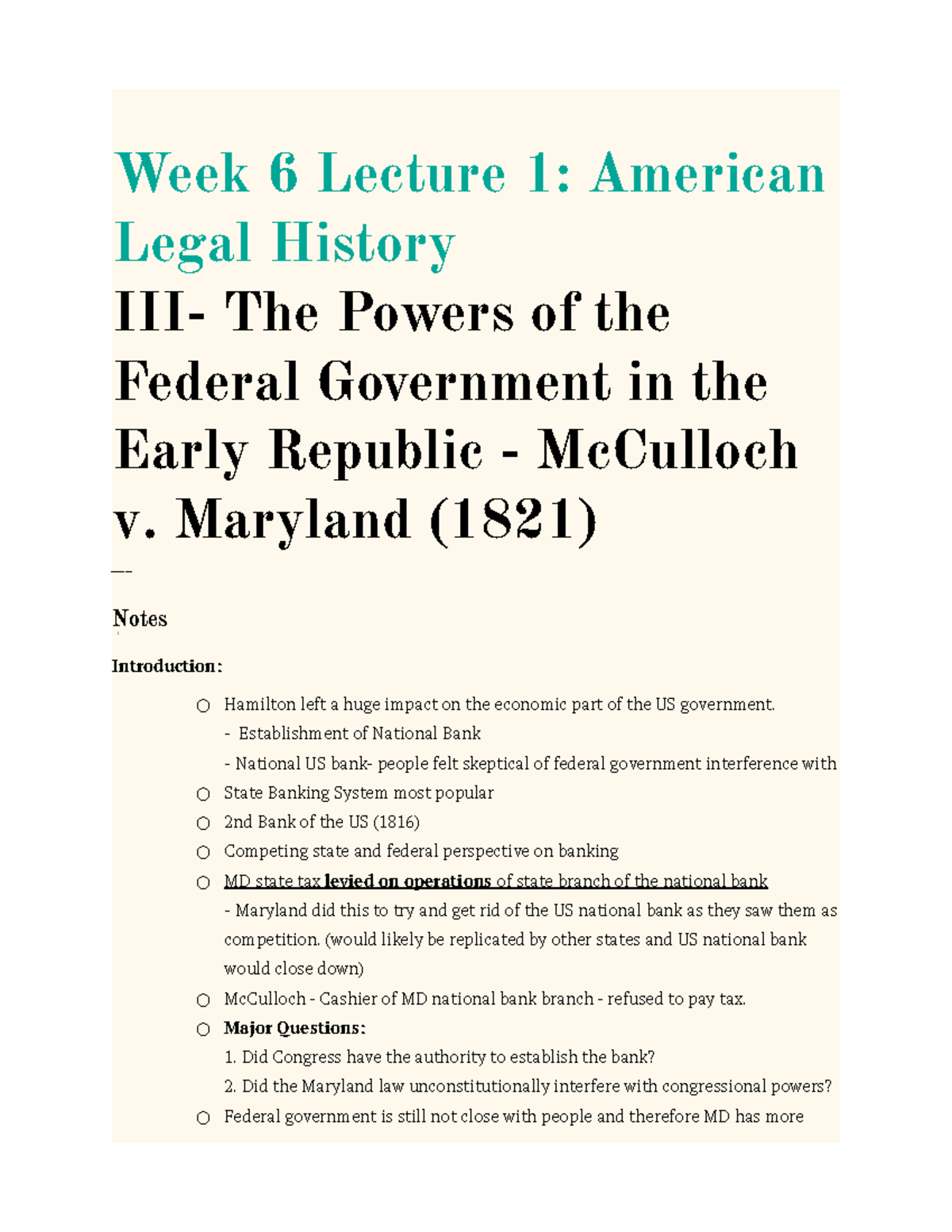 Week 6 Lecture 1 - Studocu