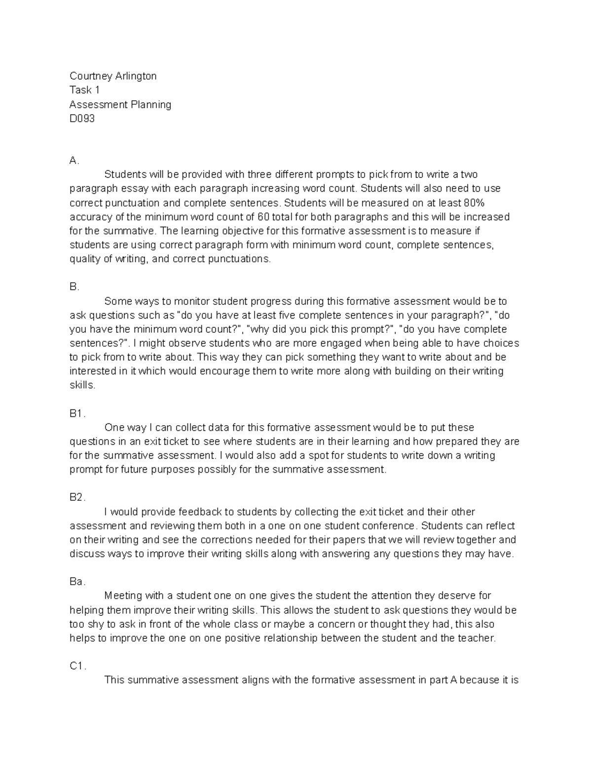 C.Arlington- Task 1-D093 - Courtney Arlington Task 1 Assessment ...