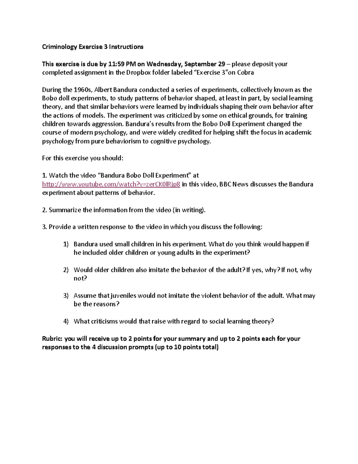 Criminology Exercise 3 Instructions FALL 2021 - Criminology Exercise 3 Instructions This ...