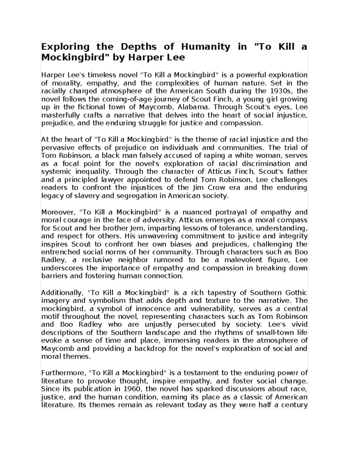 Exploring the Depths of Humanity - Set in the racially charged ...