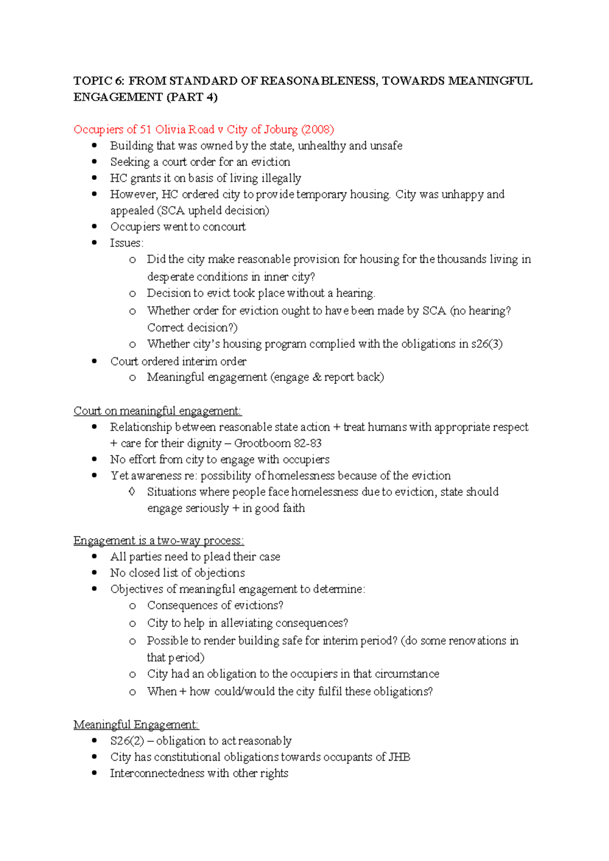 Topic 6 - part 4 +5 - notes - TOPIC 6: FROM STANDARD OF REASONABLENESS ...