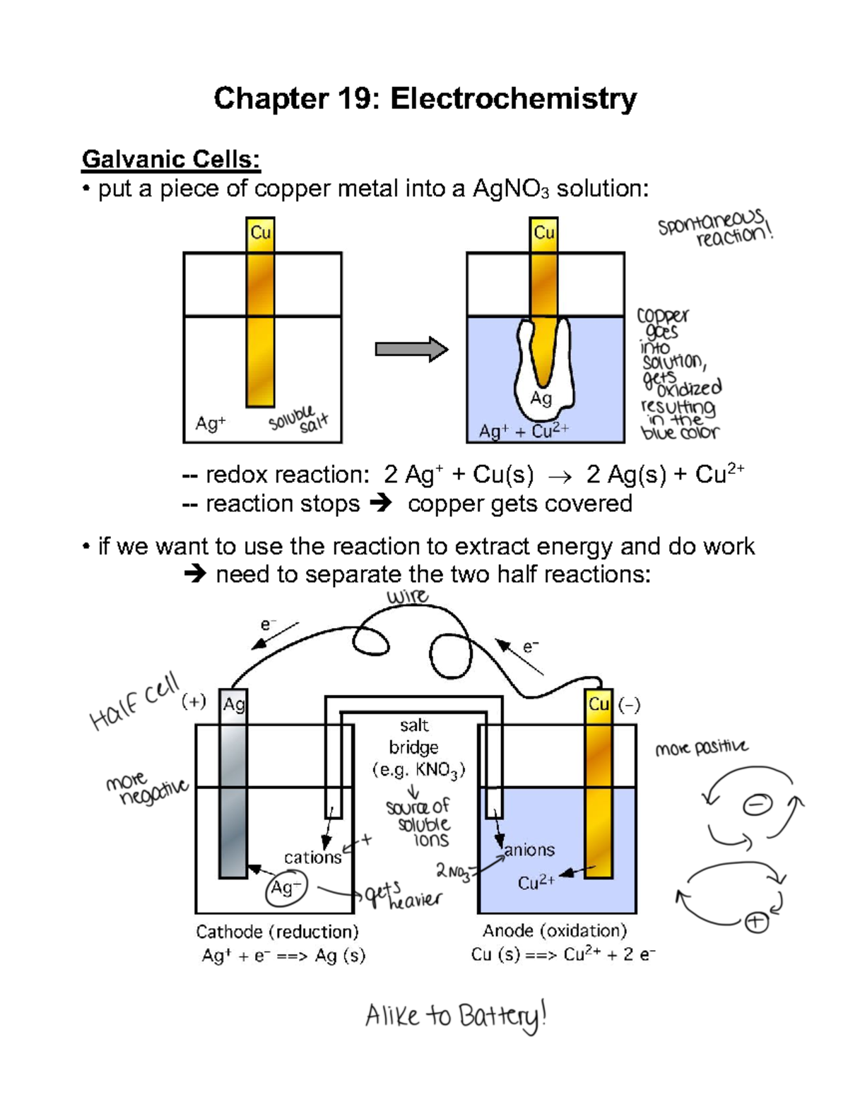 Chap 19 pt2 Galvanic Cells intro - Chapter 19: Electrochemistry Galvanic Cells: put a piece of ...
