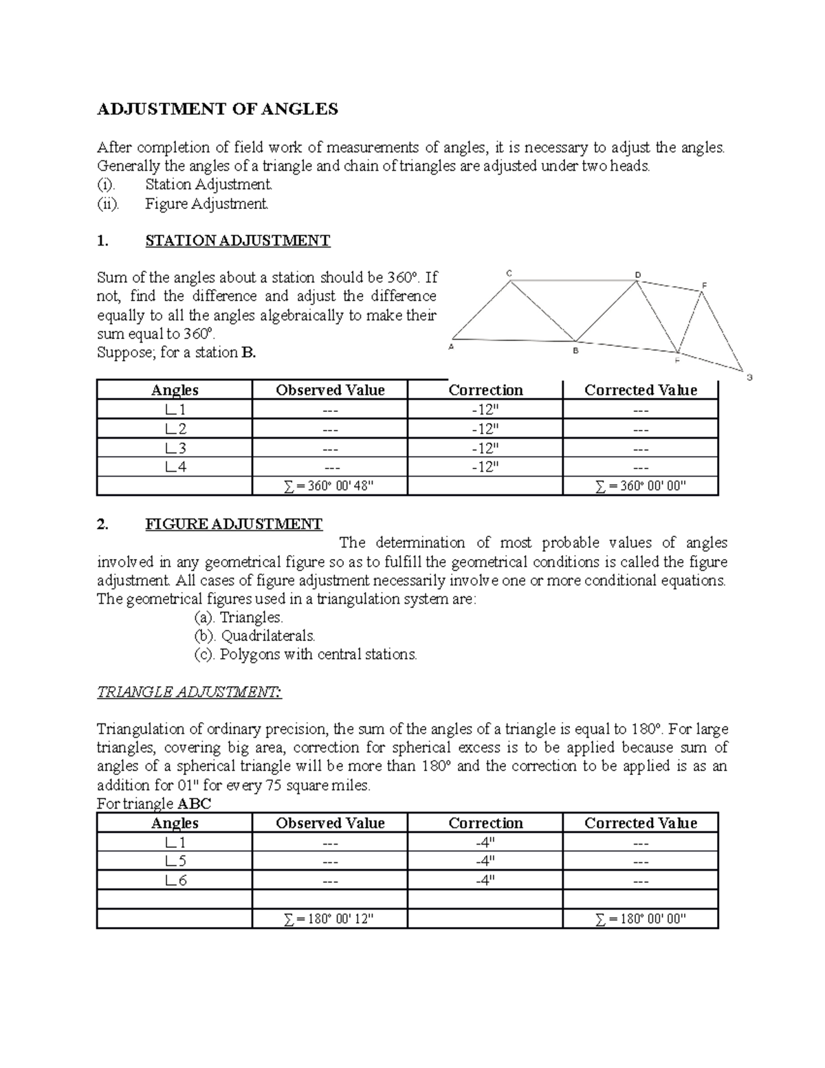 Lecture 06(Solution) for - ADJUSTMENT OF ANGLES After completion of ...