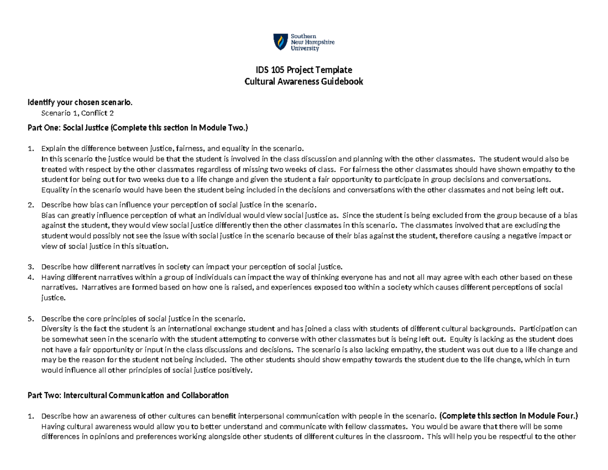 IDS 105 Project Module 7 - IDS 105 Project Template Cultural Awareness ...