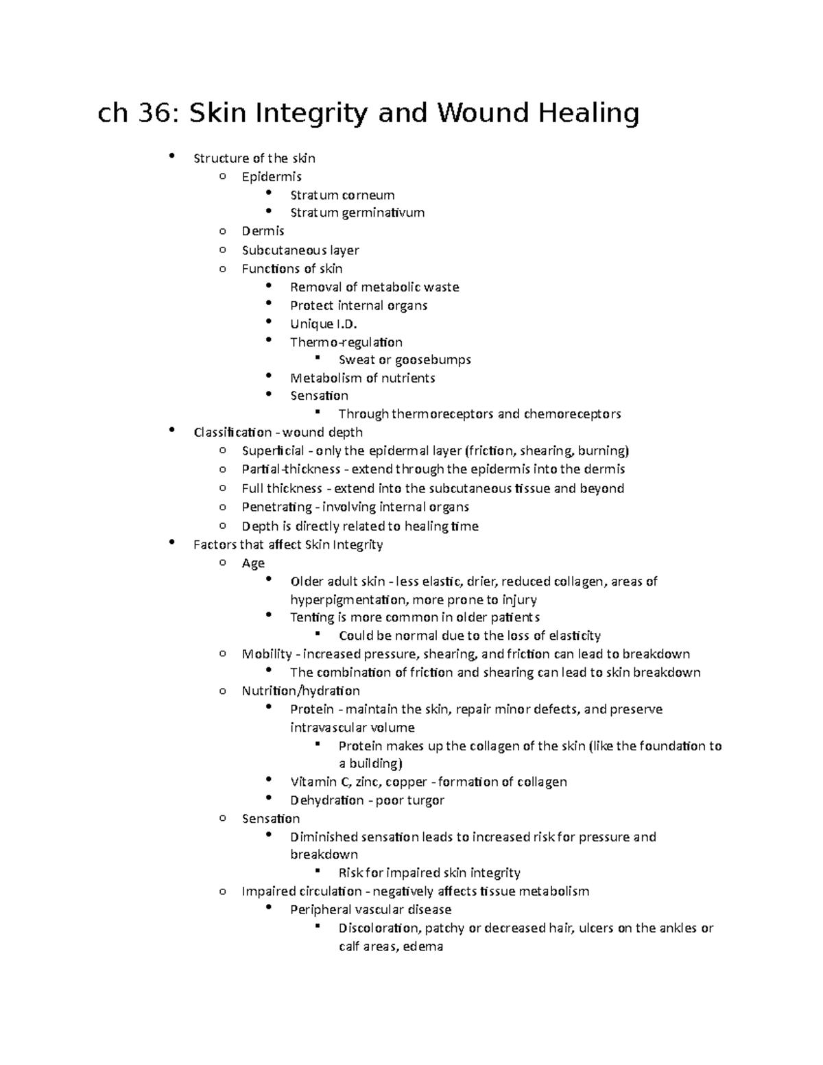 Skin Integrity and Wound Healing - Studocu