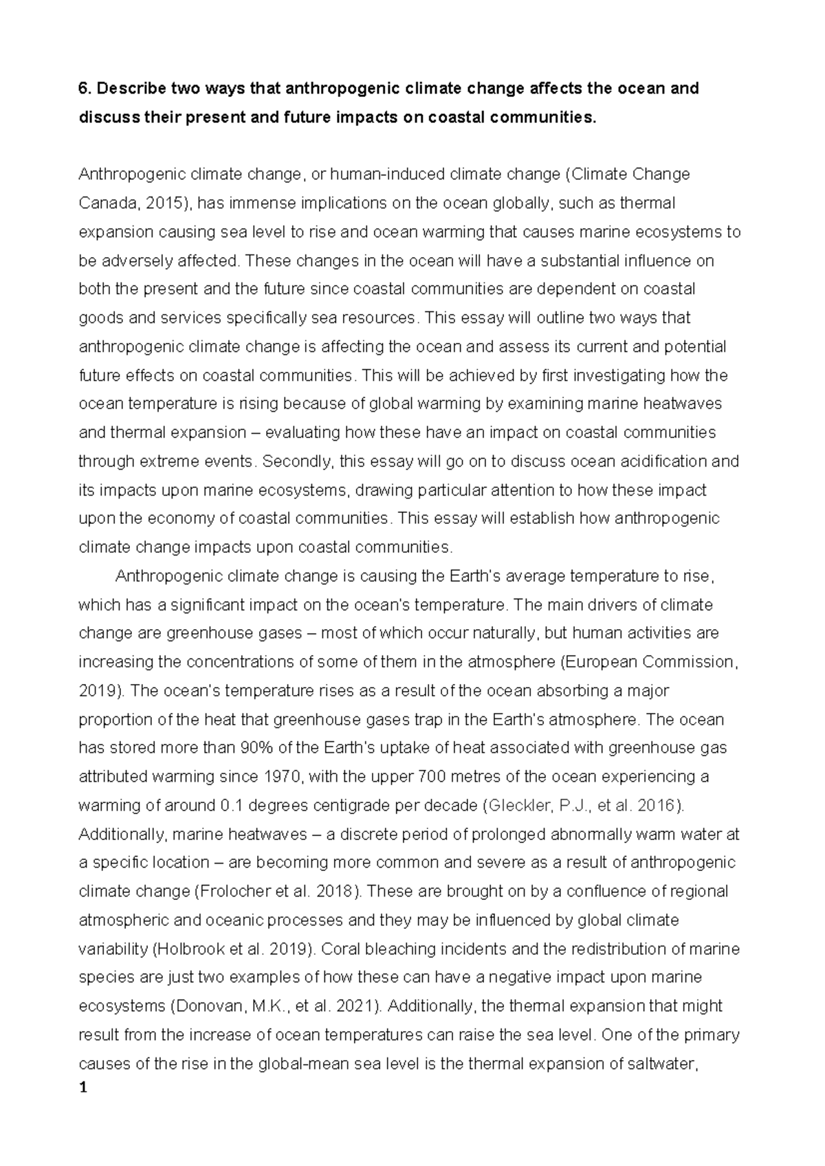 6 Introduction to Climate Change - Describe two ways that anthropogenic ...