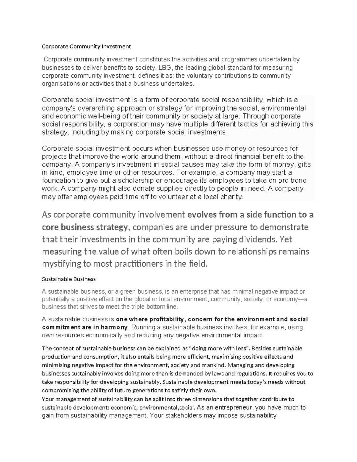 Corporate Community Investment - Corporate Community Investment ...