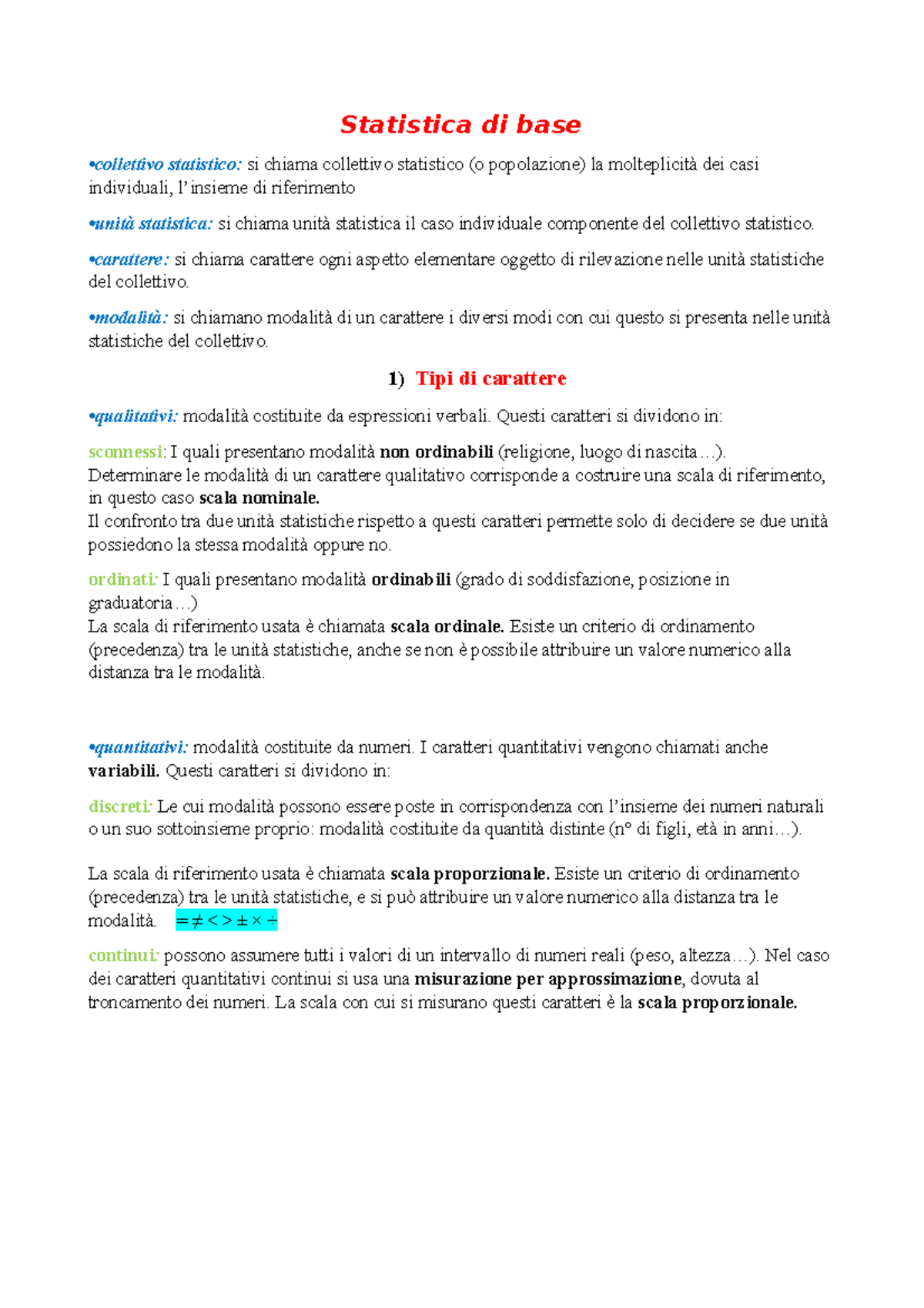 Statistica di base - Statistica di base •collettivo statistico: si chiama collettivo statistico ...