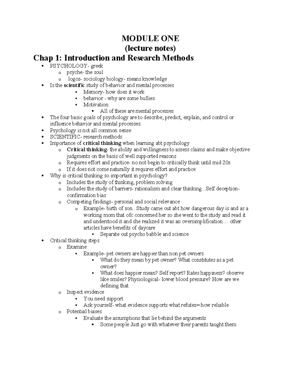 Module ONE - MODULE ONE (lecture notes) Chap 1: Introduction and ...