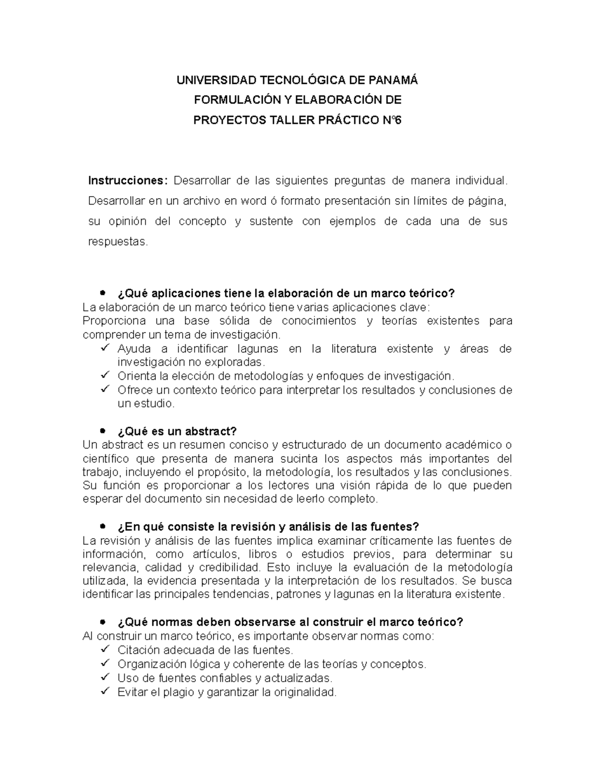 Taller No 6- Marco Teórico - UNIVERSIDAD TECNOLÓGICA DE PANAMÁ ...