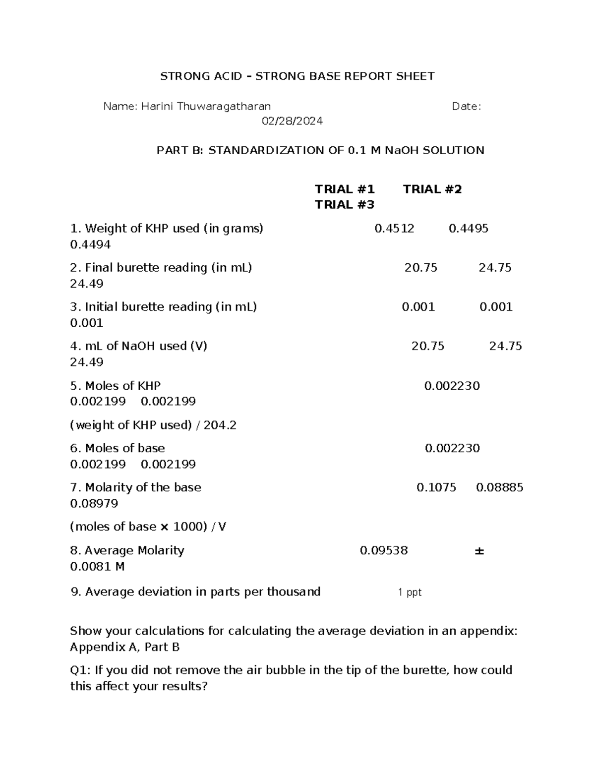 Strong ACID – Strong BASE Report Sheet - STRONG ACID – STRONG BASE ...