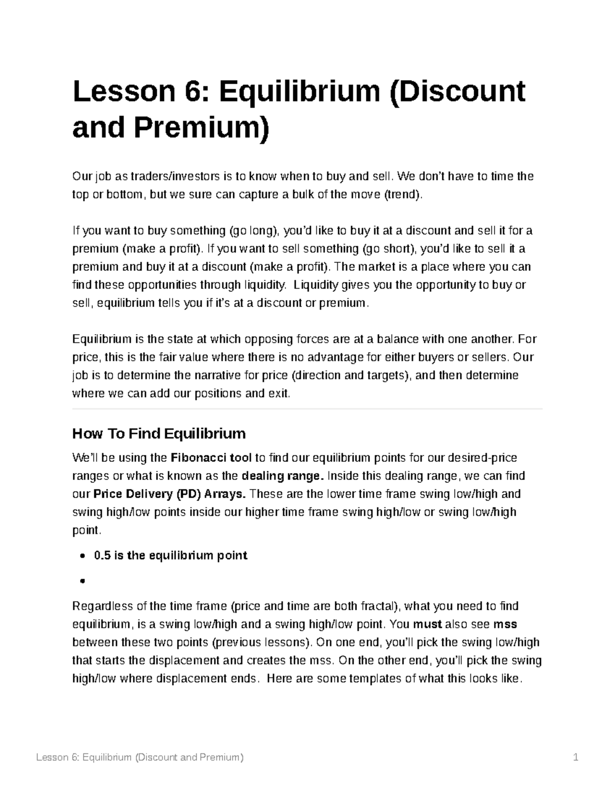 Lesson 6 Equilibrium Discount and Premium-1 - Lesson 6: Equilibrium ...