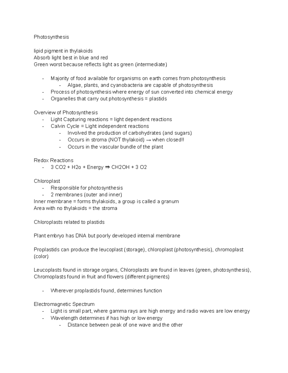 Lecture Chapter 10 - Photosynthesis - Photosynthesis lipid pigment in ...