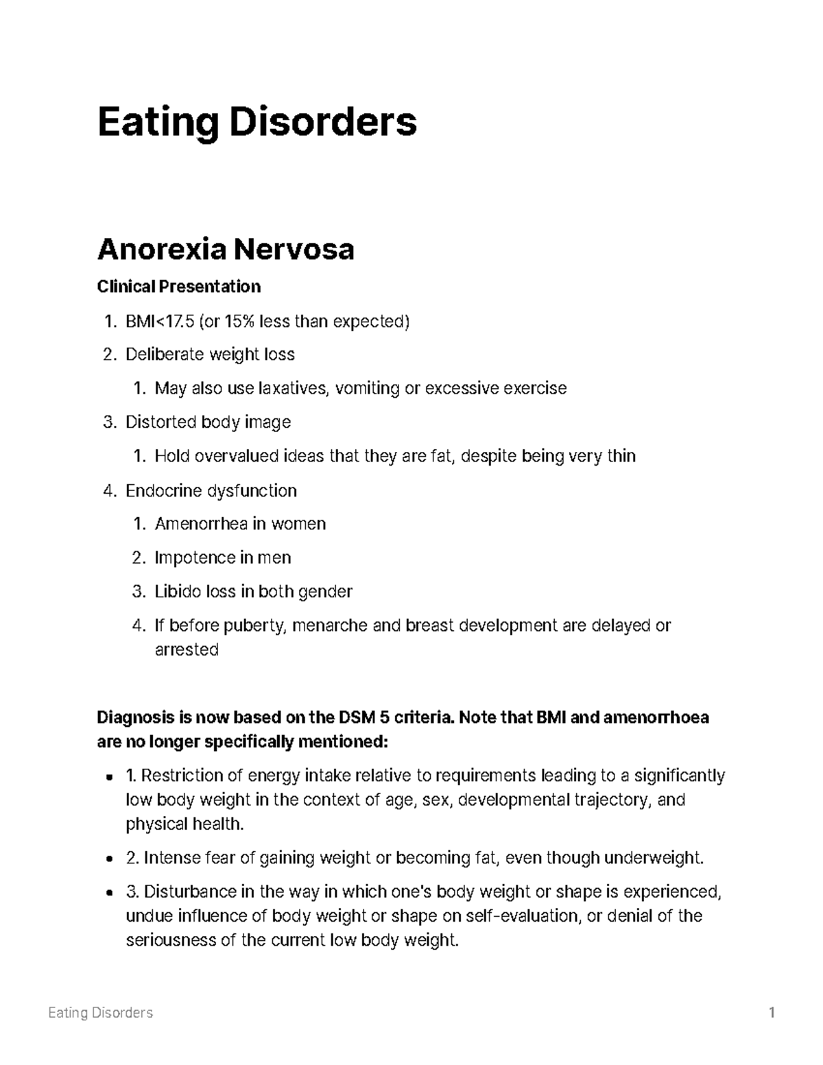 Eating Disorders - Eating Disorders Anorexia Nervosa Clinical ...
