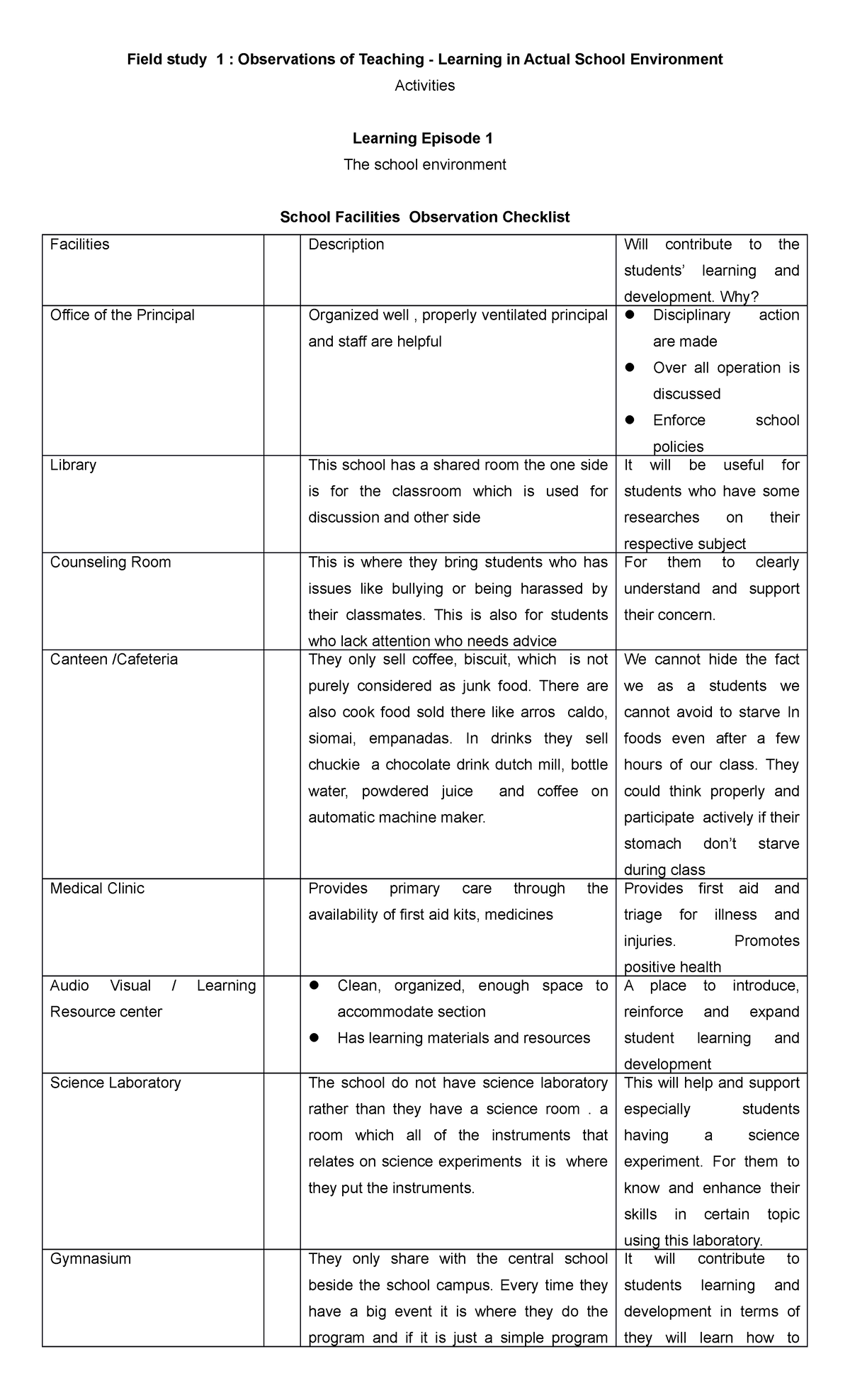 Field-study-1-Ramonsefil - Field study 1 : Observations of Teaching ...