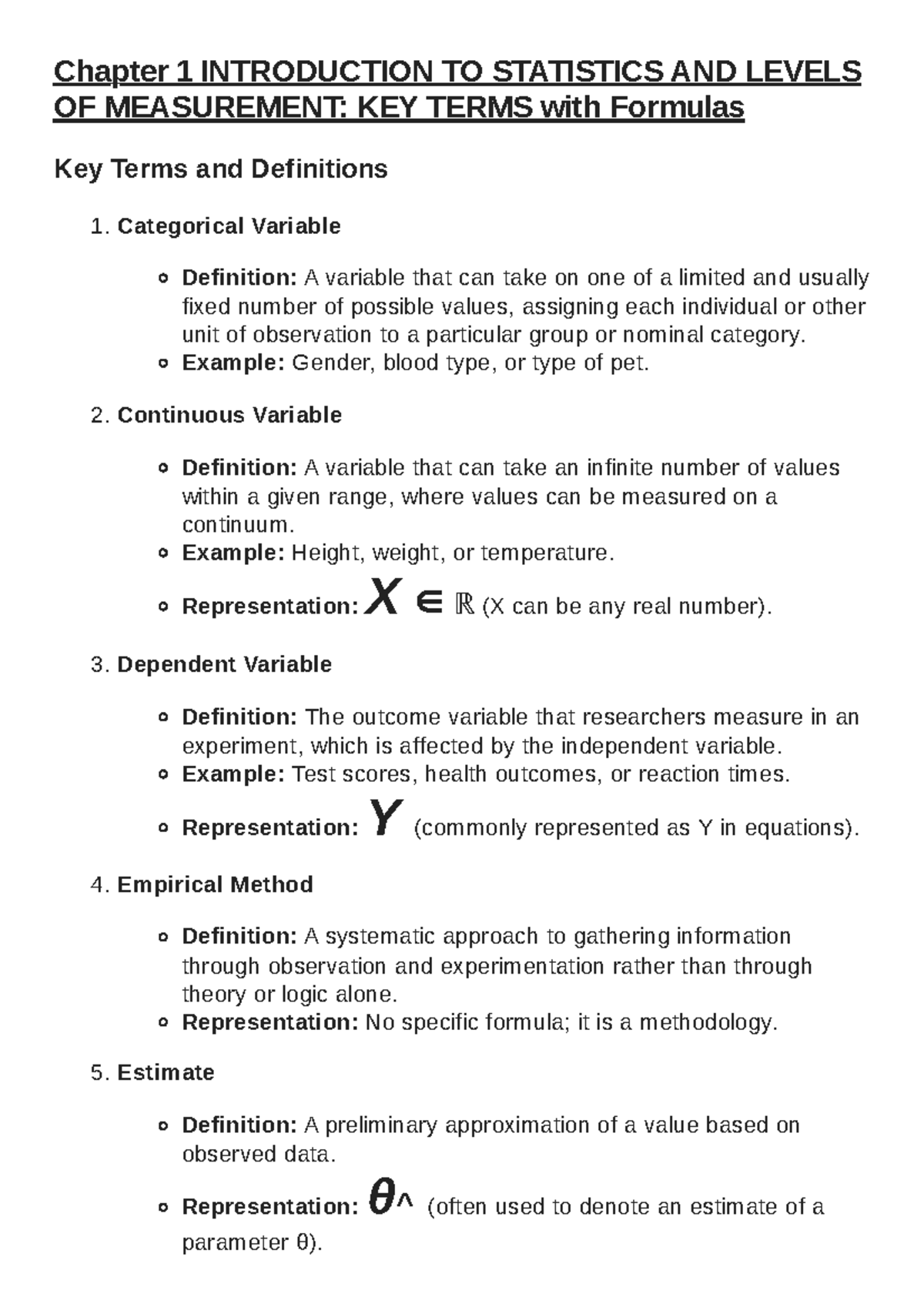 Hss2381 - chapter 1 - key terms with formulas - Chapter 1 INTRODUCTION ...