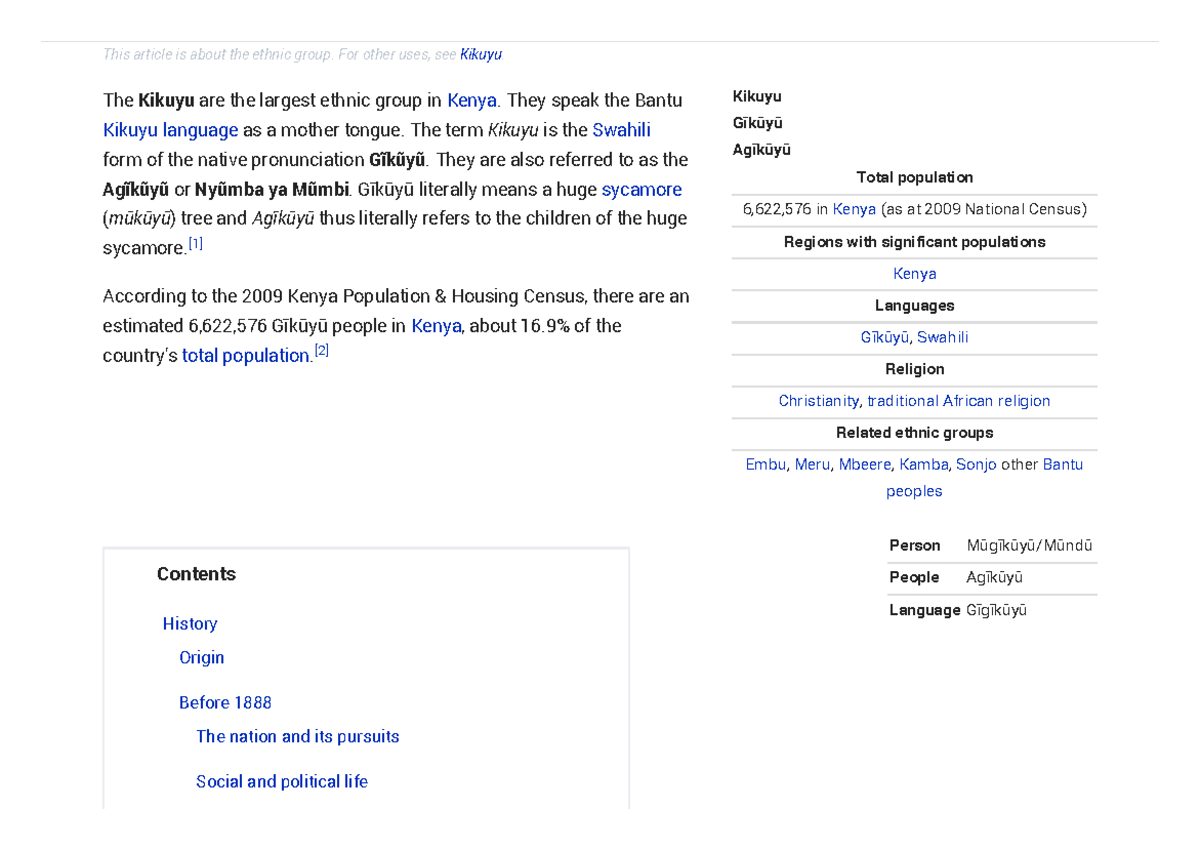 Kikuyu people - Wikipedia - This article is about the ethnic group. For other uses, see Kikuyu ...