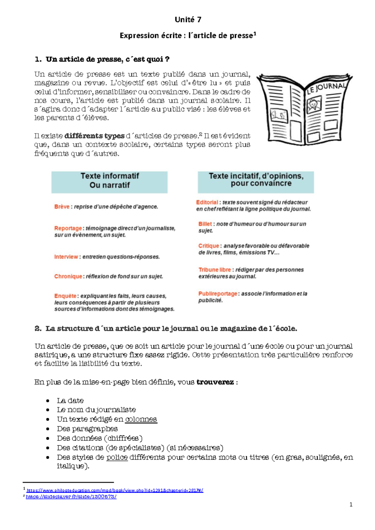 Comment écrire Un Article De Presse Solutions Unité 7 Expression