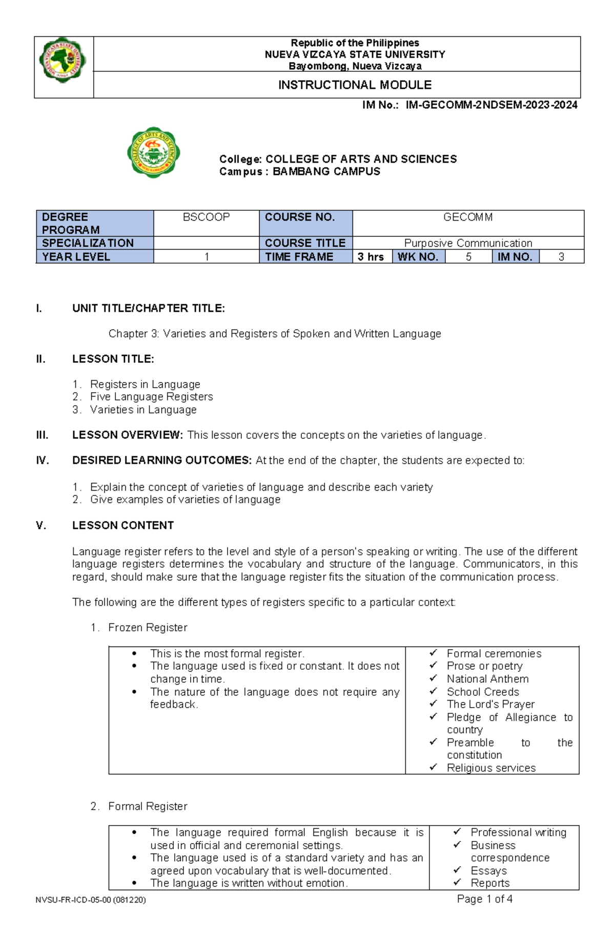 Module 3 Purposive COMM - NUEVA VIZCAYA STATE UNIVERSITY Bayombong ...