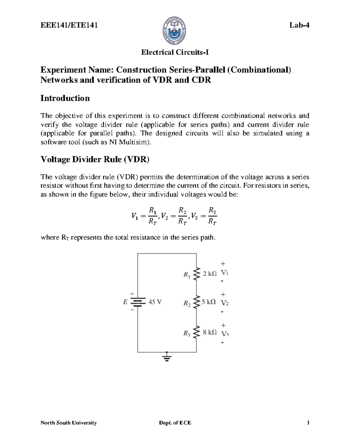Electrical+Circuits-1+Lab-4 - Electrical Circuits-I Experiment Name ...