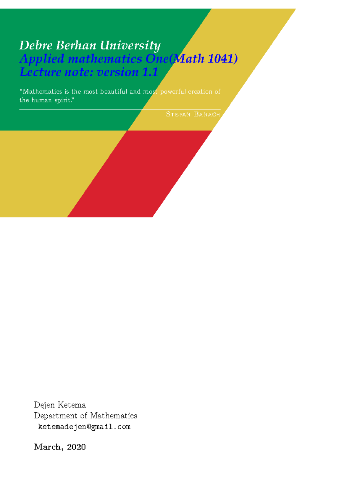 Applied Math Note (Chapters 1–3) - Debre Berhan University Applied ...