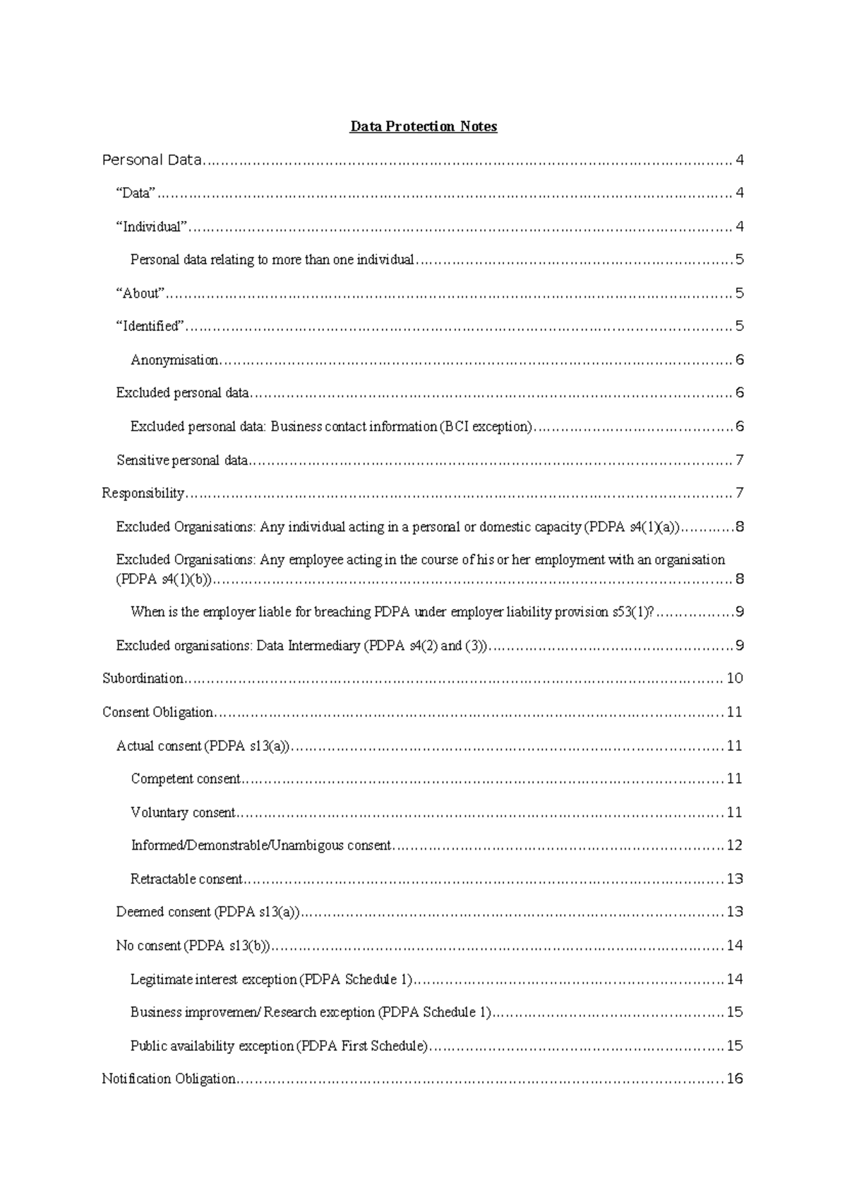 Data Protection Notes - Syllabus and info up to date as of 2024. - Data ...