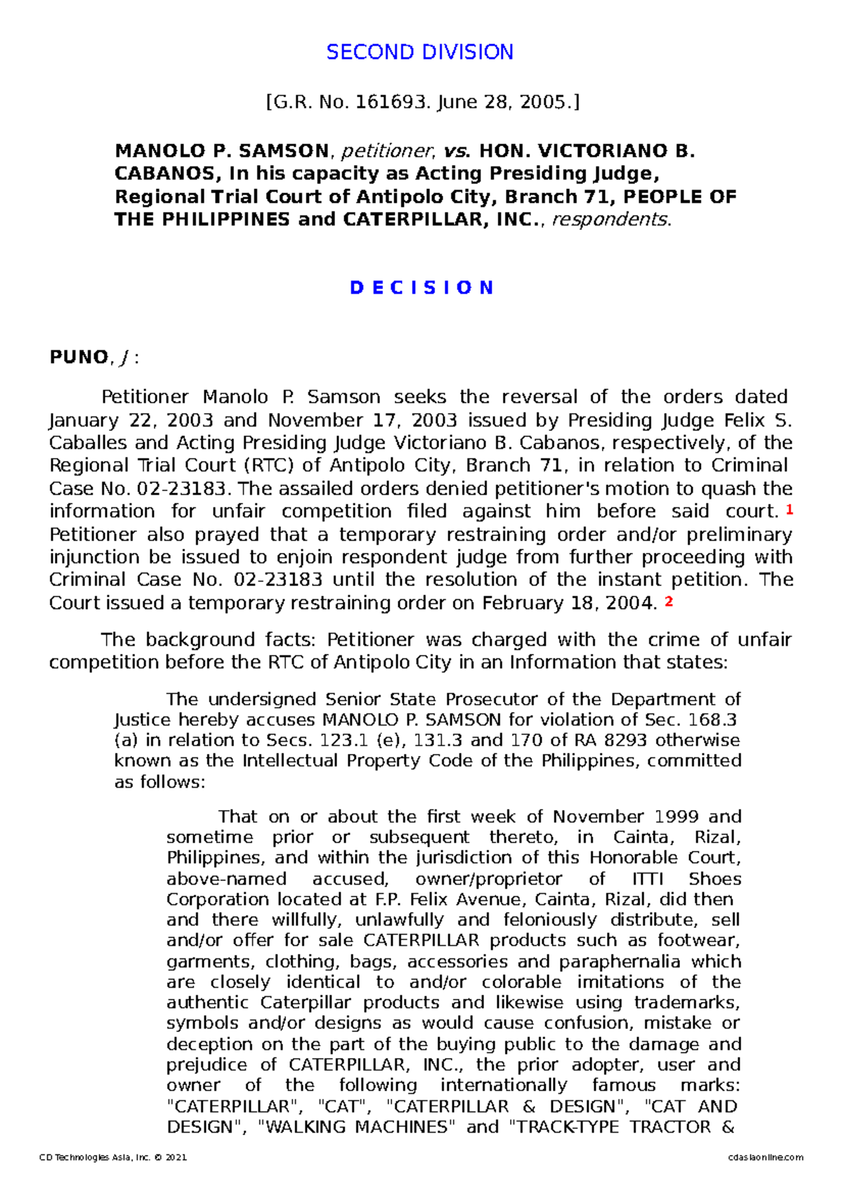 113042-2005-Samson v - full text case - SECOND DIVISION [G. No. 161693 ...