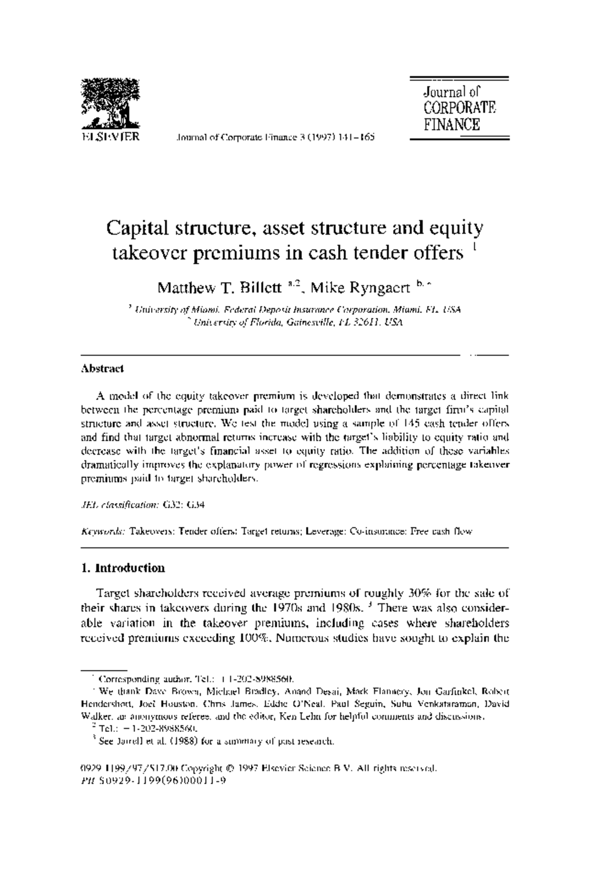 8. Capital structure, asset structure and equity takeover premiums in ...