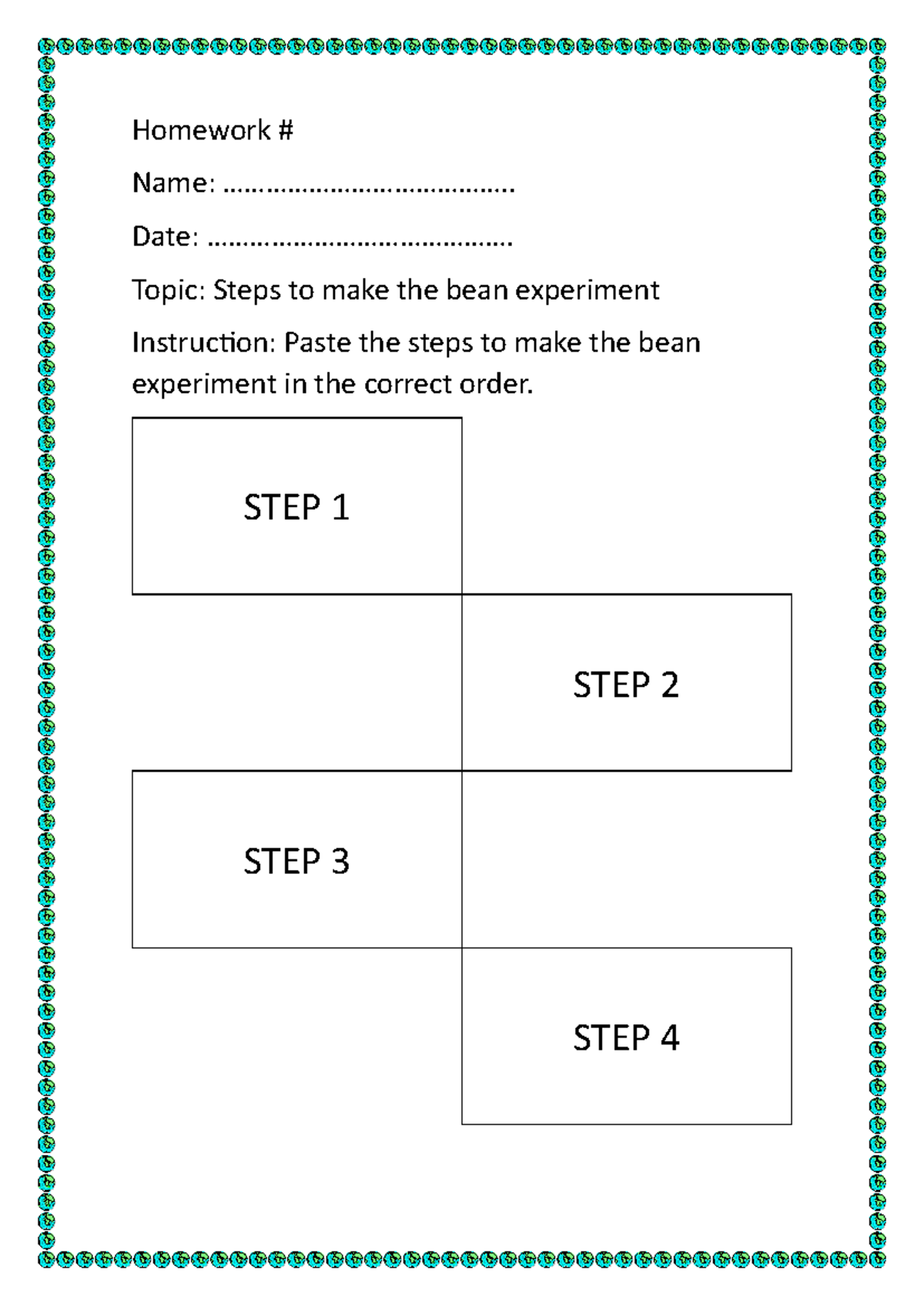 Homework Bean Worksheet - English-Speaking Literature - Homework # Name ...