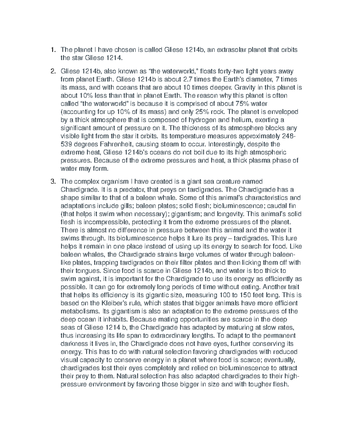 Chardigrade - Fiction - The planet I have chosen is called Gliese 1214b ...