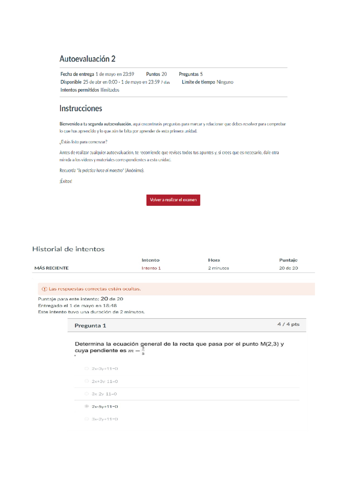 Autoevaluacion 2 - CGT - Autoevaluación 2 Fecha de entrega 1 de mayo en 23:59 Puntos 20 ...