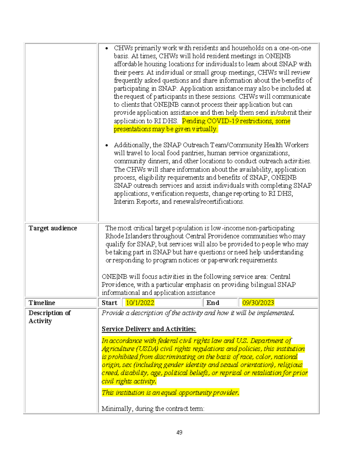 SNAP Outreach Plan FFY2023 Part13 - CHWs primarily work with residents ...