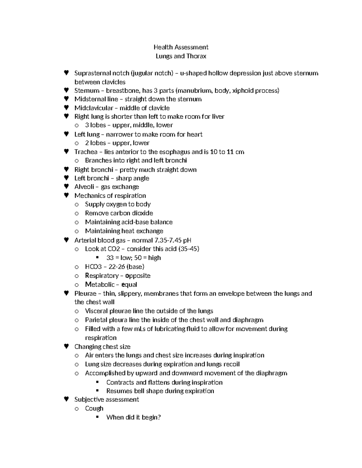 Health Assessment - Lungs and Thorax - Health Assessment Lungs and ...
