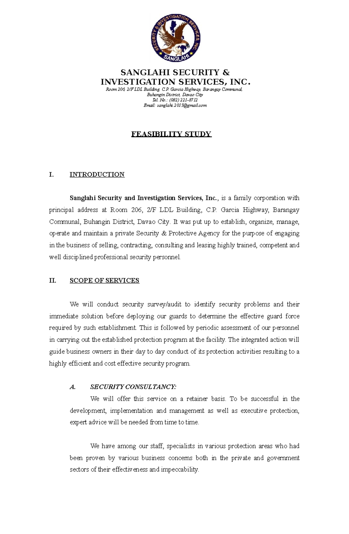 Feasibility Study - security matters - FEASIBILITY STUDY I ...
