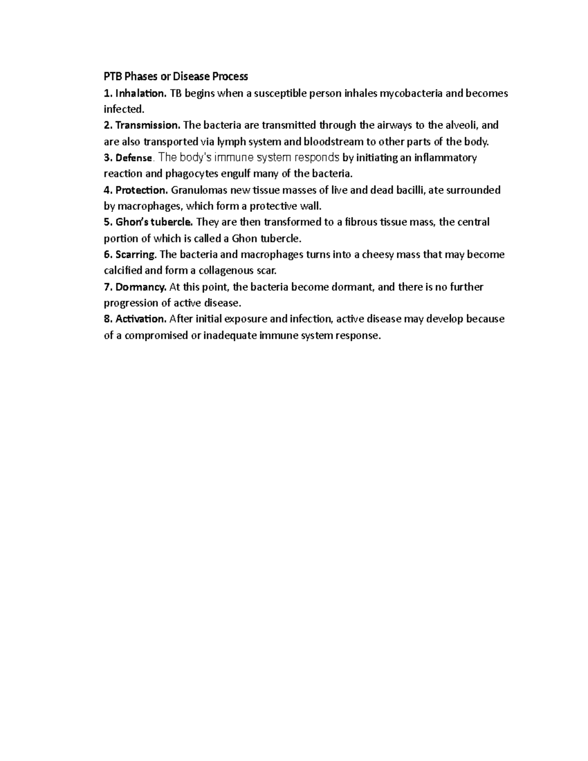 PTB Phases or Disease Process - PTB Phases or Disease Process ...