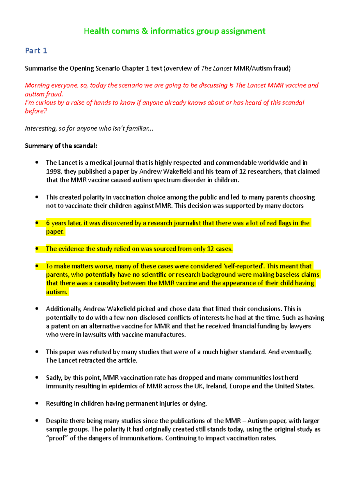 Health comms group assignment - Health comms & informatics group ...