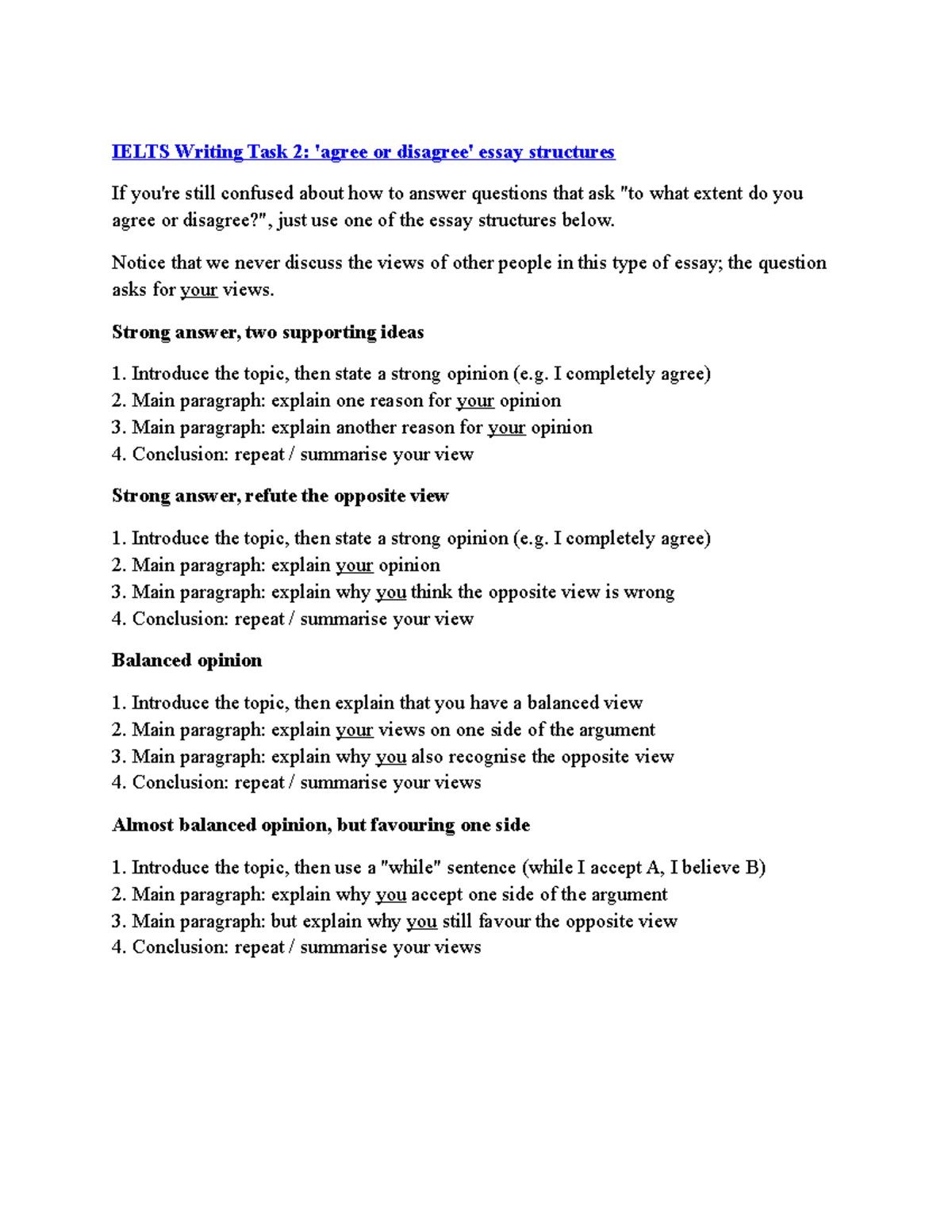IELTS exam preparation - IELTS Writing Task 2: 'agree or disagree ...