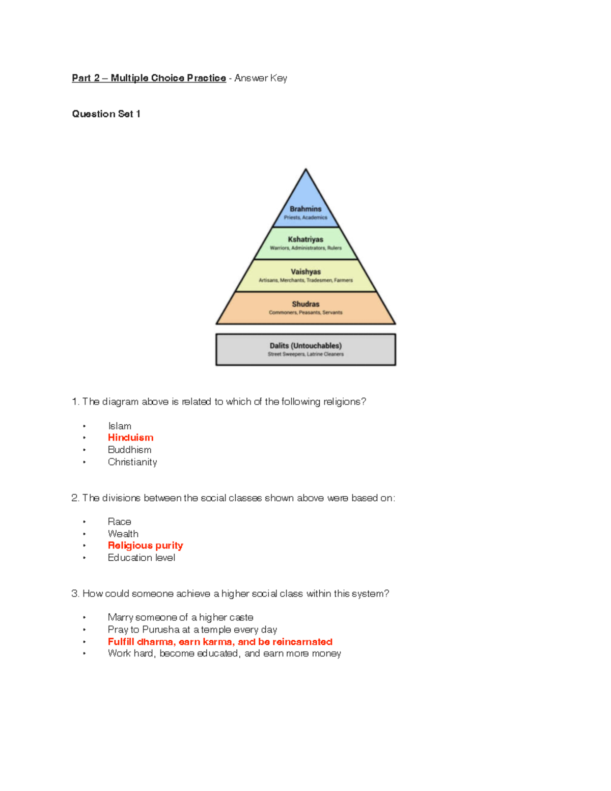 0.4C MCQ Answer Key 3 - Part 2 – Multiple Choice Practice - Answer Key Question Set 1 The ...