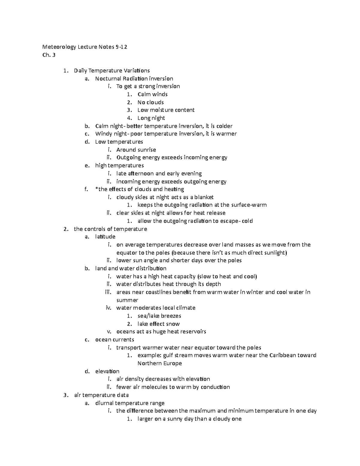 Meteorology Lecture Notes 9-12 - Meteorology Lecture Notes Ch. 3 1 ...