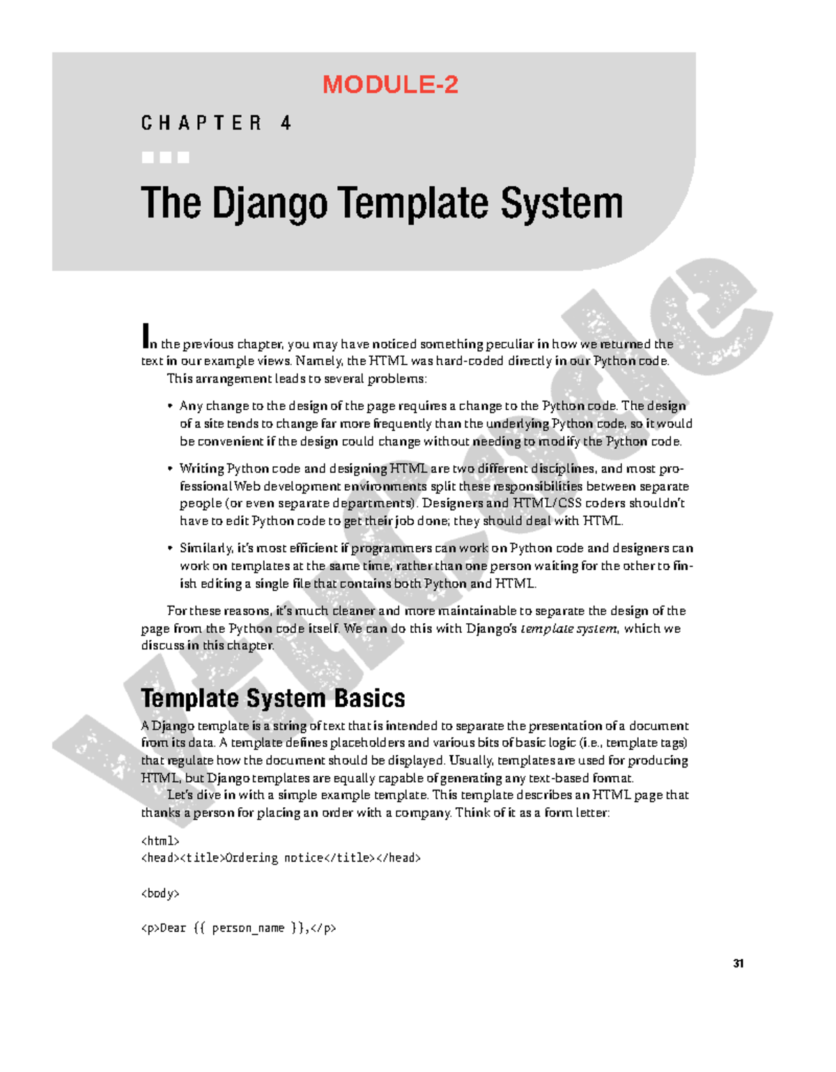 @vtucode - Good notes - The Django Template System In the previous ...