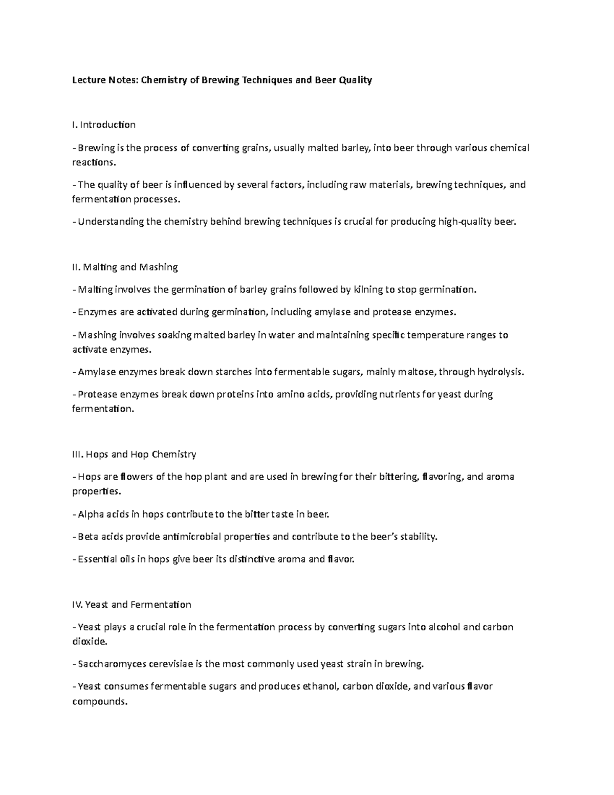 Lecture Notes: Chemistry of Brewing Techniques and Beer Quality ...