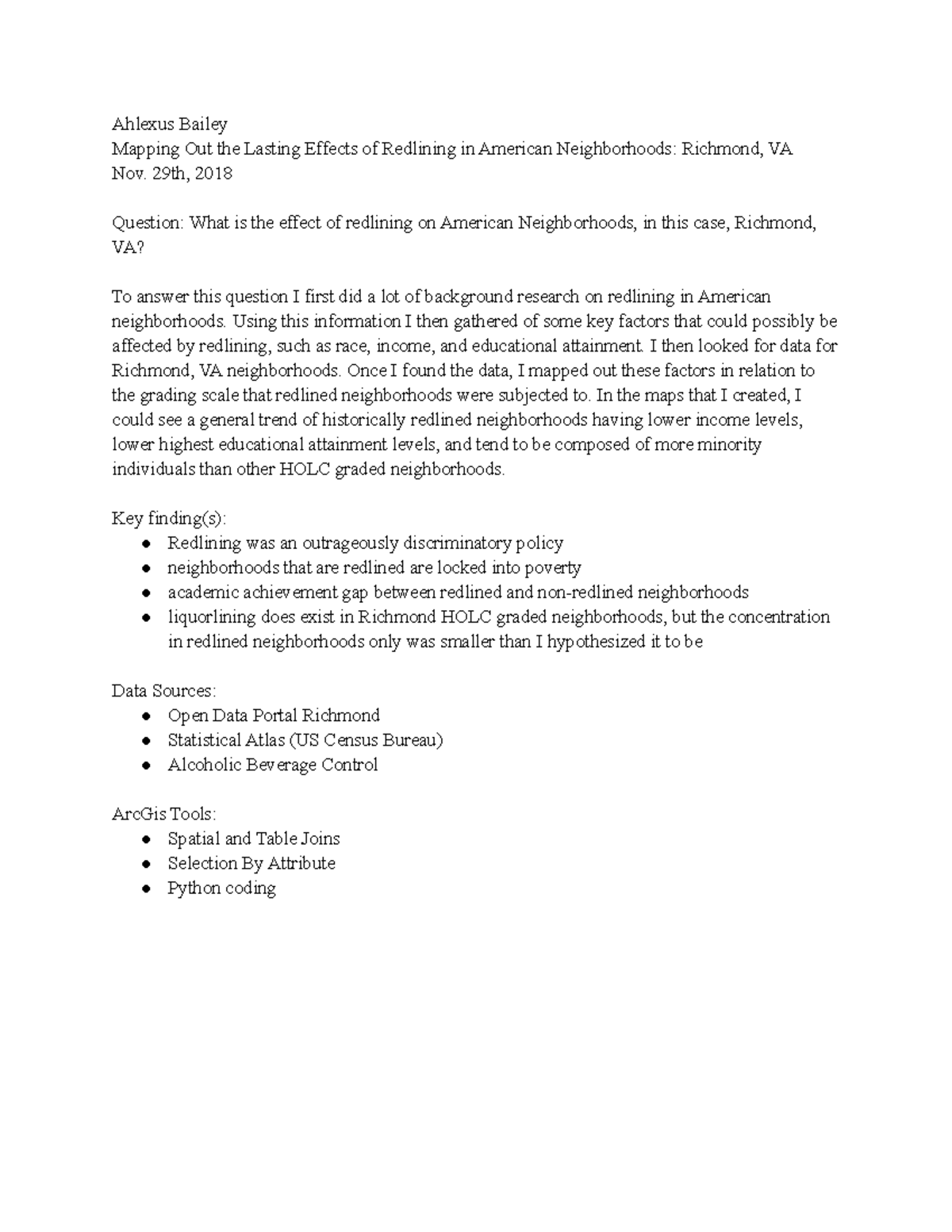 Redlining in Richmond, VA - Ahlexus Bailey Mapping Out the Lasting ...